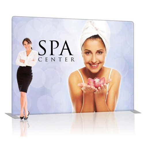 10 ft. Curved Ready Pop Step and Repeat Backdrop - 8'h Large Single ...