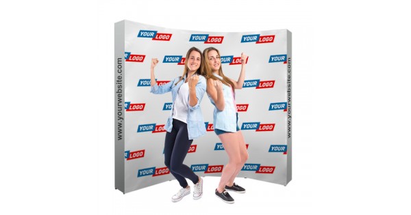 8 ft. Straight Fabric Pop up Step and Repeat Backdrop - 89"h Curve ...